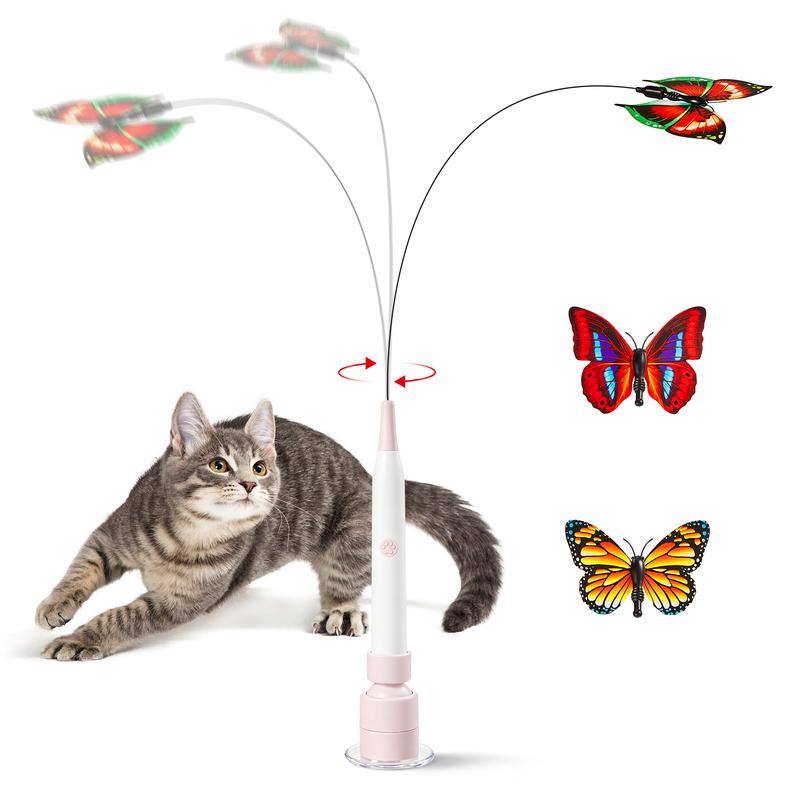 Potaroma Electric Interactive Cat Wand Toy with Spinning Butterfly and ...