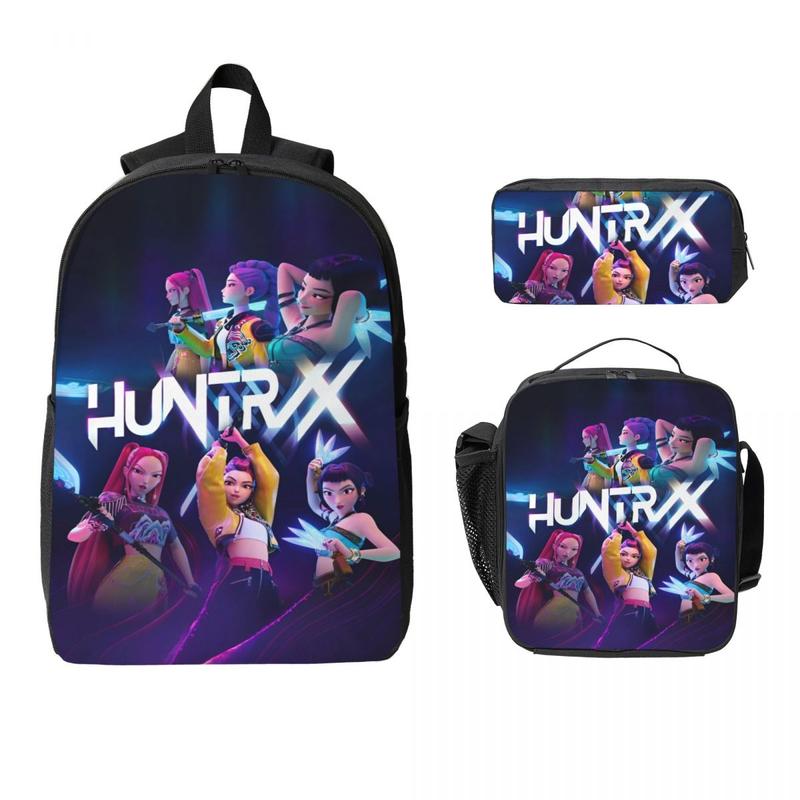 Huntrix K-pop Demon Hunters Kids Backpack Lunch Box Pencil Boxes for ...