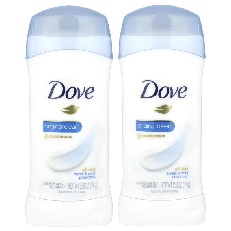 Dove Antiperspirant Deodorant, Original Clean, 2 Pack, 2.6 oz (74 g) Each