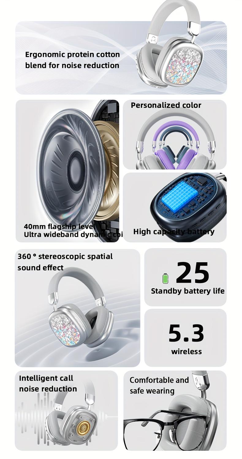 Wireless Headphones Foldable Dreamy Quicksand Design Bluetooth 5.3V Low ...