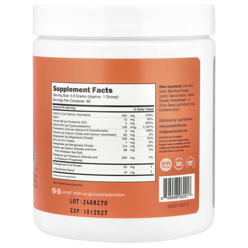 JUNP Hydration Electrolyte Powder Mix, Peach, 14.6 oz (414 g)