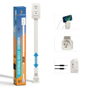 EZ Outlet Electrical Outlet Extender with USB-A USB-C & 2 AC Outlets ...
