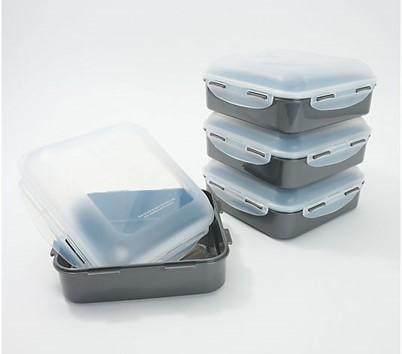 LocknLock Set of 4 Square Storage Containers with Dome Lids