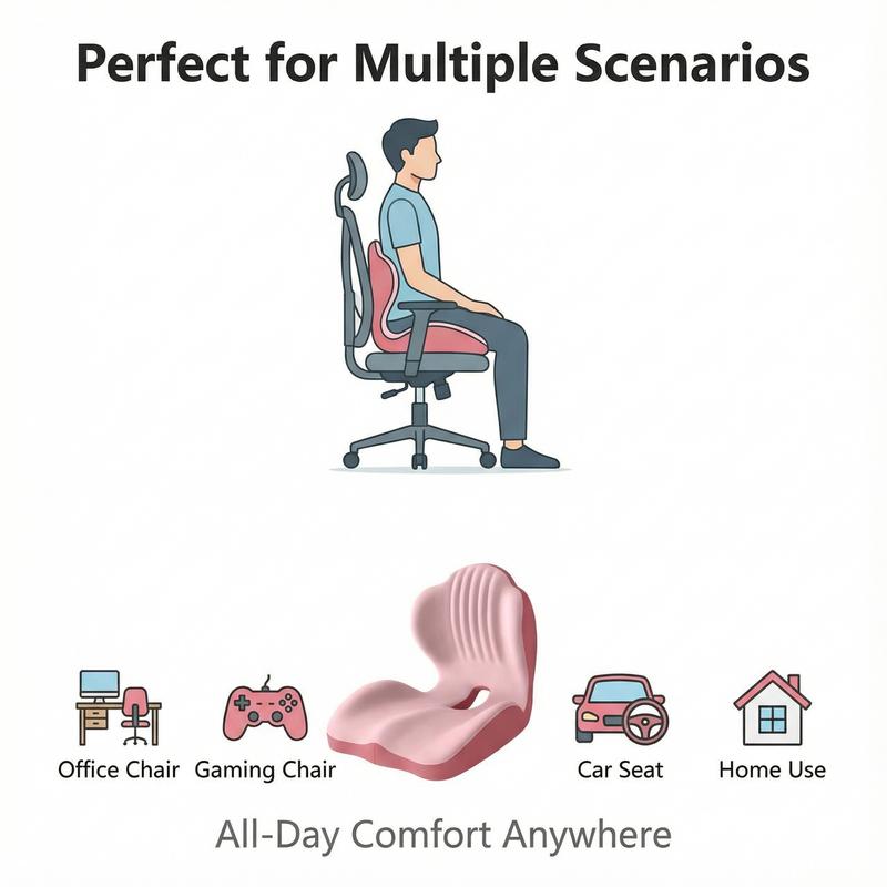 Ergonomic Seat Cushion with Back Support - 3D Memory Foam Posture ...