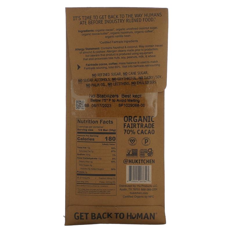 Hu Hazelnut Coffee Dark Chocolate, 2.1 oz (60 g)