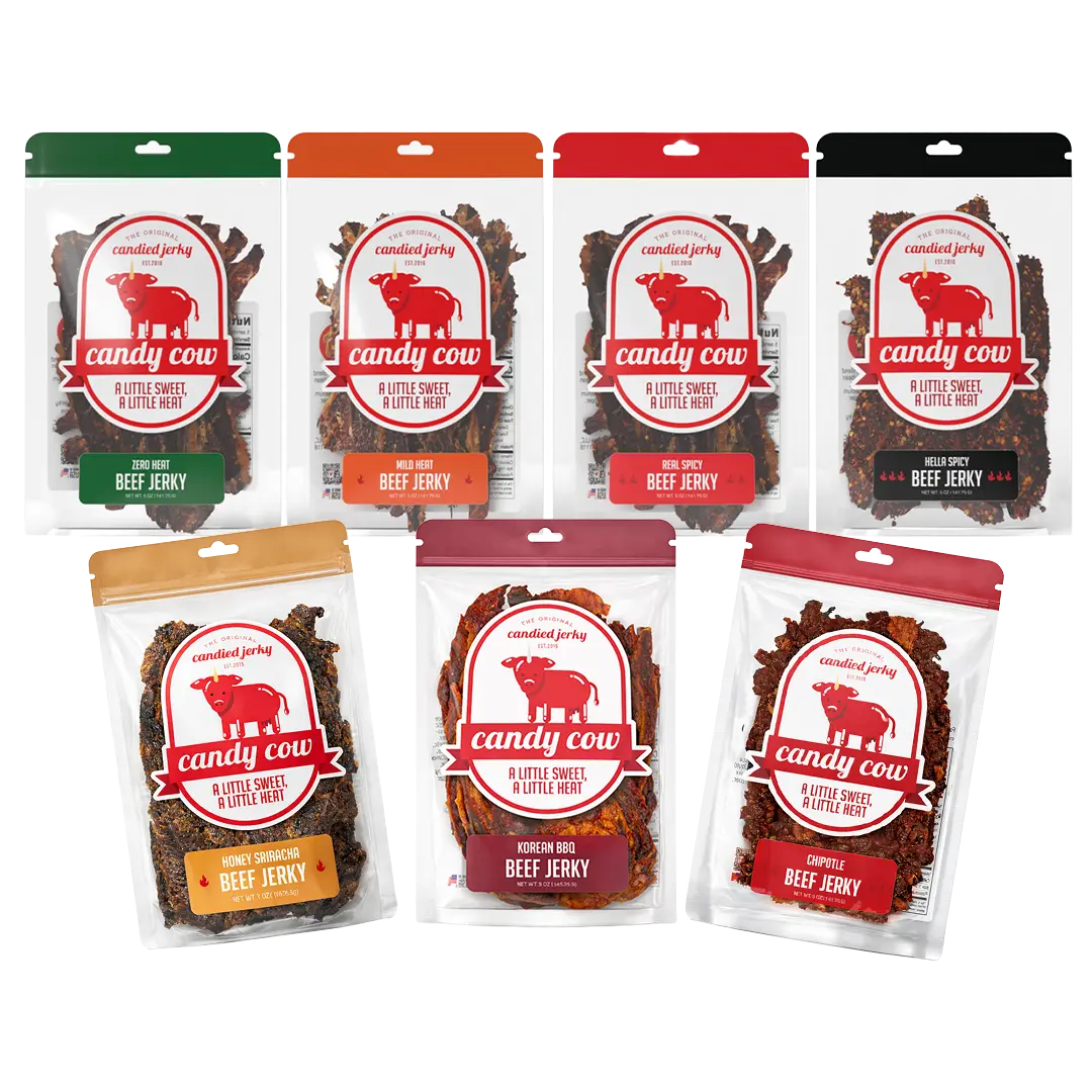 Candy Cow Variety Pack, 5oz x 7 Bags, Candied Beef Jerky Variety Pack ...