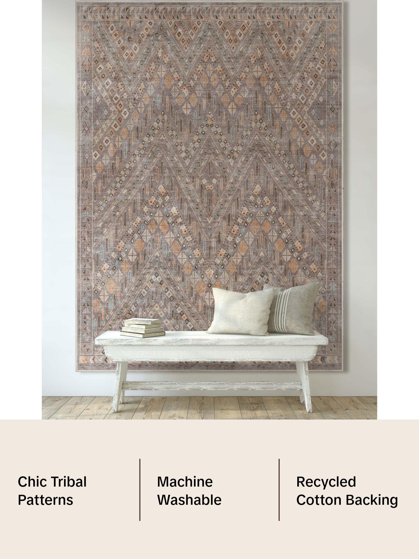 Anya Vintage Tribal Chevron Grey Flat-Weave Rug - TikTok Shop