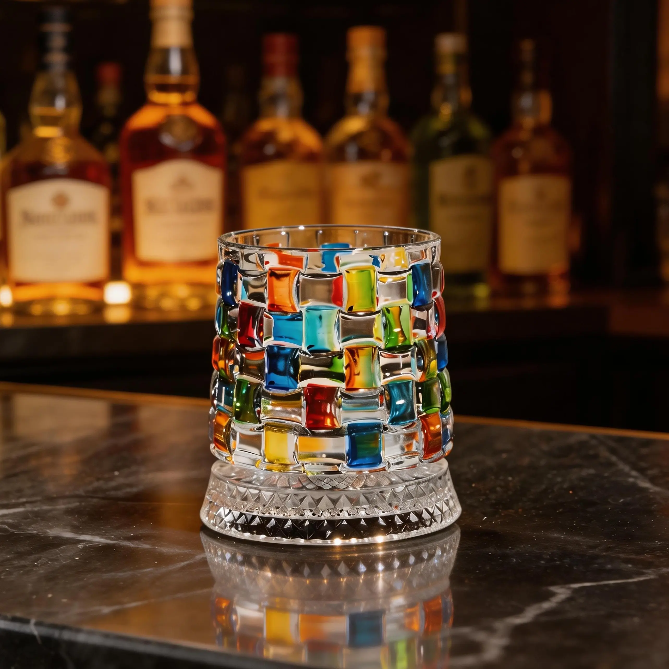 Hand-Painted Embossed Rotating Whiskey Glass – Minimal Luxury Crystal ...