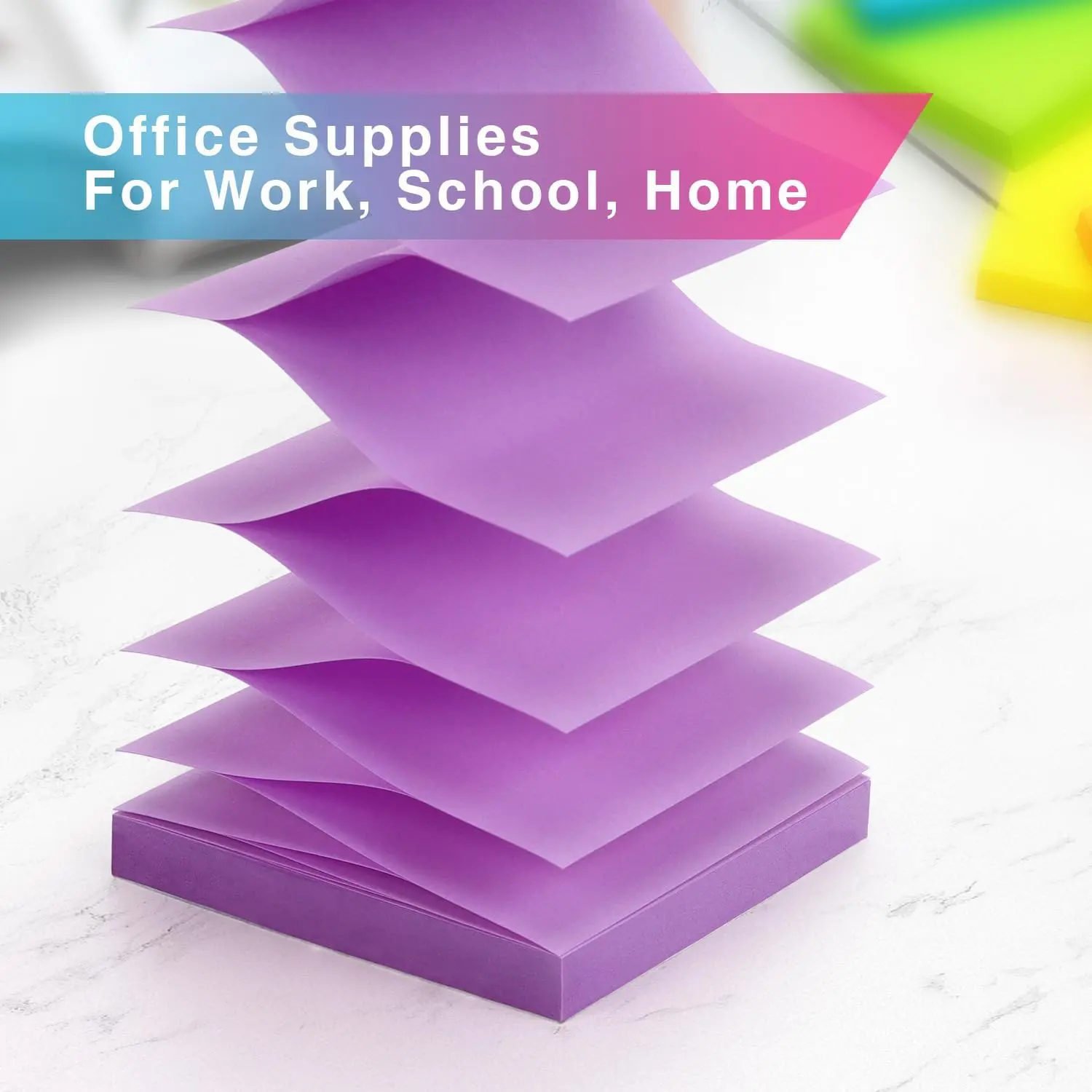 Sticky Notes 3X3 Pop up Self-Stick Notes Pads with 6 Bright Colors ...