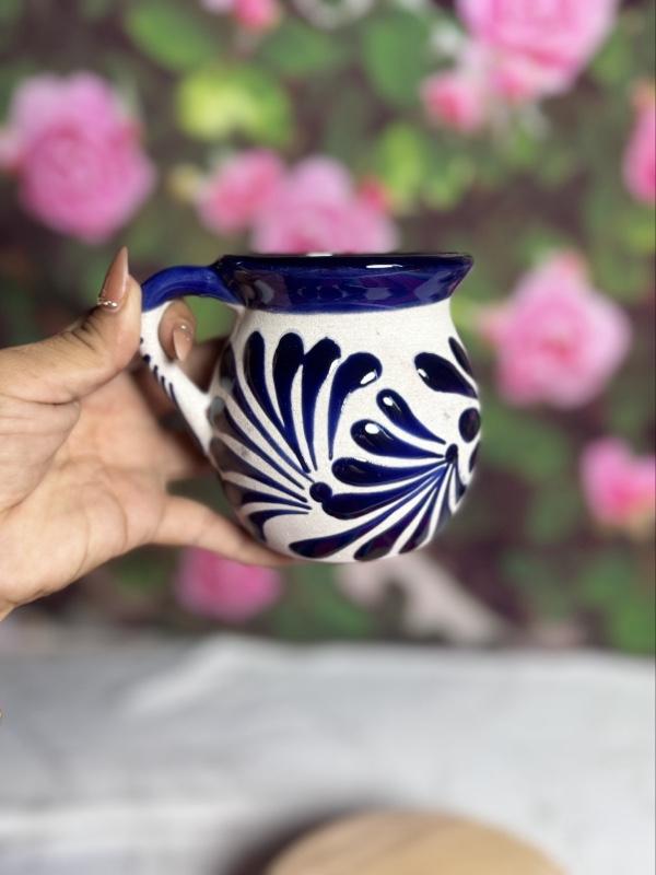 Engove Relieve Mug Azul Cobalto Blue and White Ceramic Cup with Floral ...