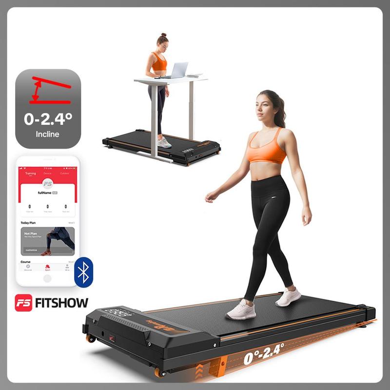 FITSHOW Under Desk WalkingPad Treadmill with Incline 2.5HP 0.5-4MPH ...