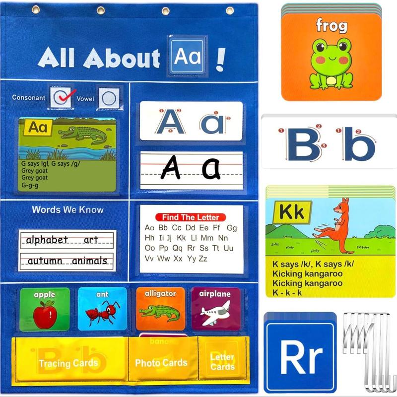 Alphabet Learning Pocket Chart - Alphabet Wall Chart ABC Flash Cards ...