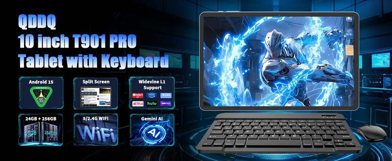 Gemini AI Google Android 15 Tablet 10 inch 2025 Model with Keyboard ...
