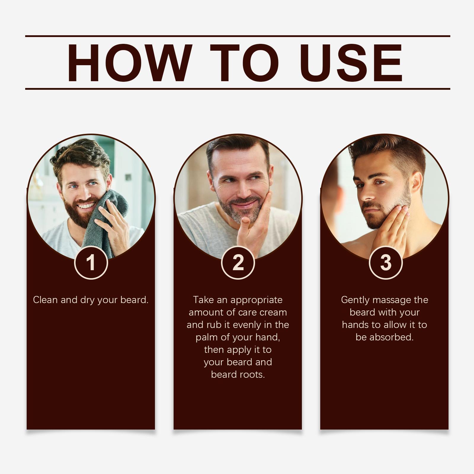 Men's Facial Hair Care Cream, Strong Beard Nourishing Thick Soft Bright ...