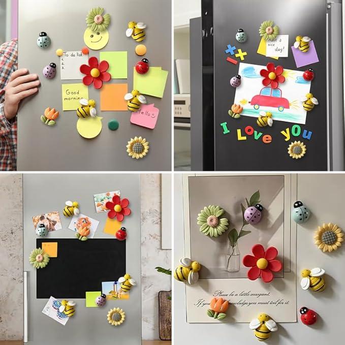 10pcs 3D Bee/Insect/Flower Cute Fridge Magnets for Lockers, Colorful ...