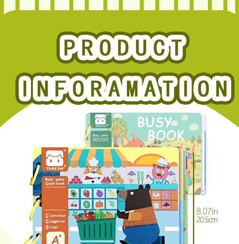 30 Pages Busy Book for Toddlers, Montessori Quiet Book with Velcro ...