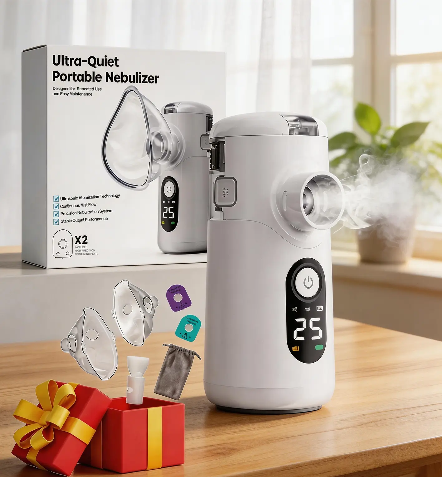 Mayluck Swirler Portable Nebulizer Ultra-Quiet Mesh Technology with LED ...