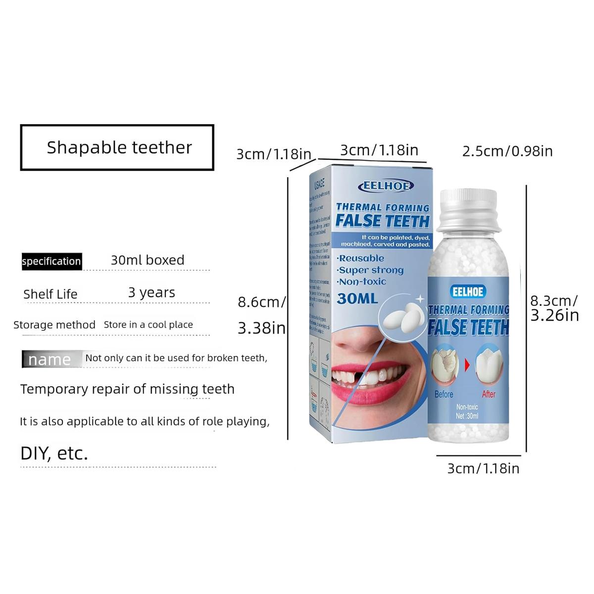 30ml Shapeable Dental Glue – Temporary Filling for Gaps, Broken or ...