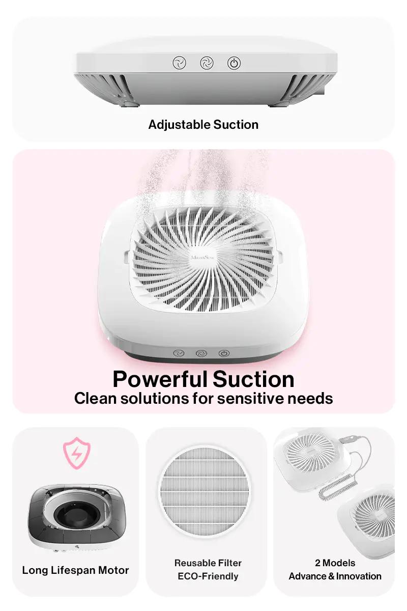 MelodySusie Nail Dust Collector with Reusable Filter, Powerful Vacuum ...