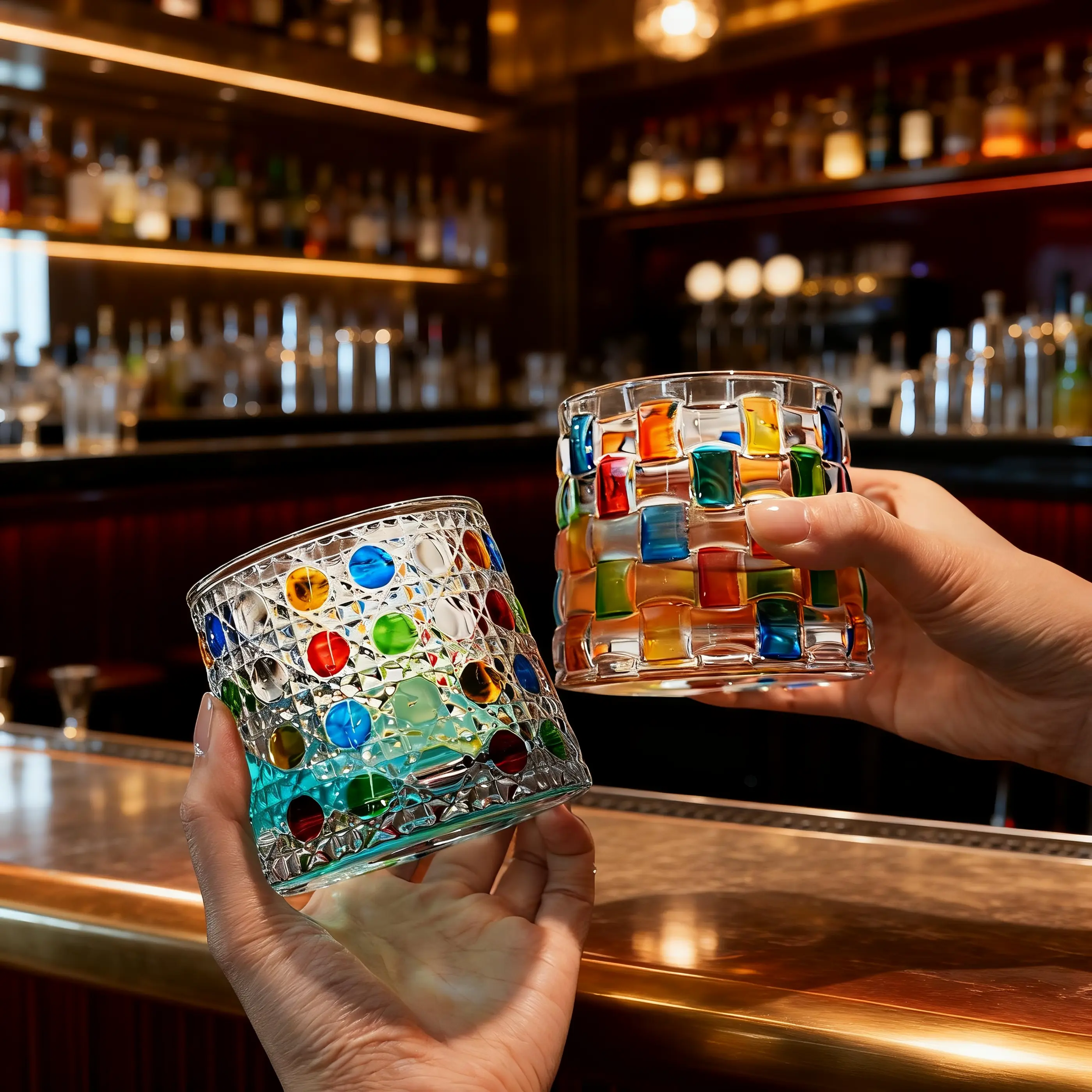 Hand-Painted Embossed Rotating Whiskey Glass – Minimal Luxury Crystal ...