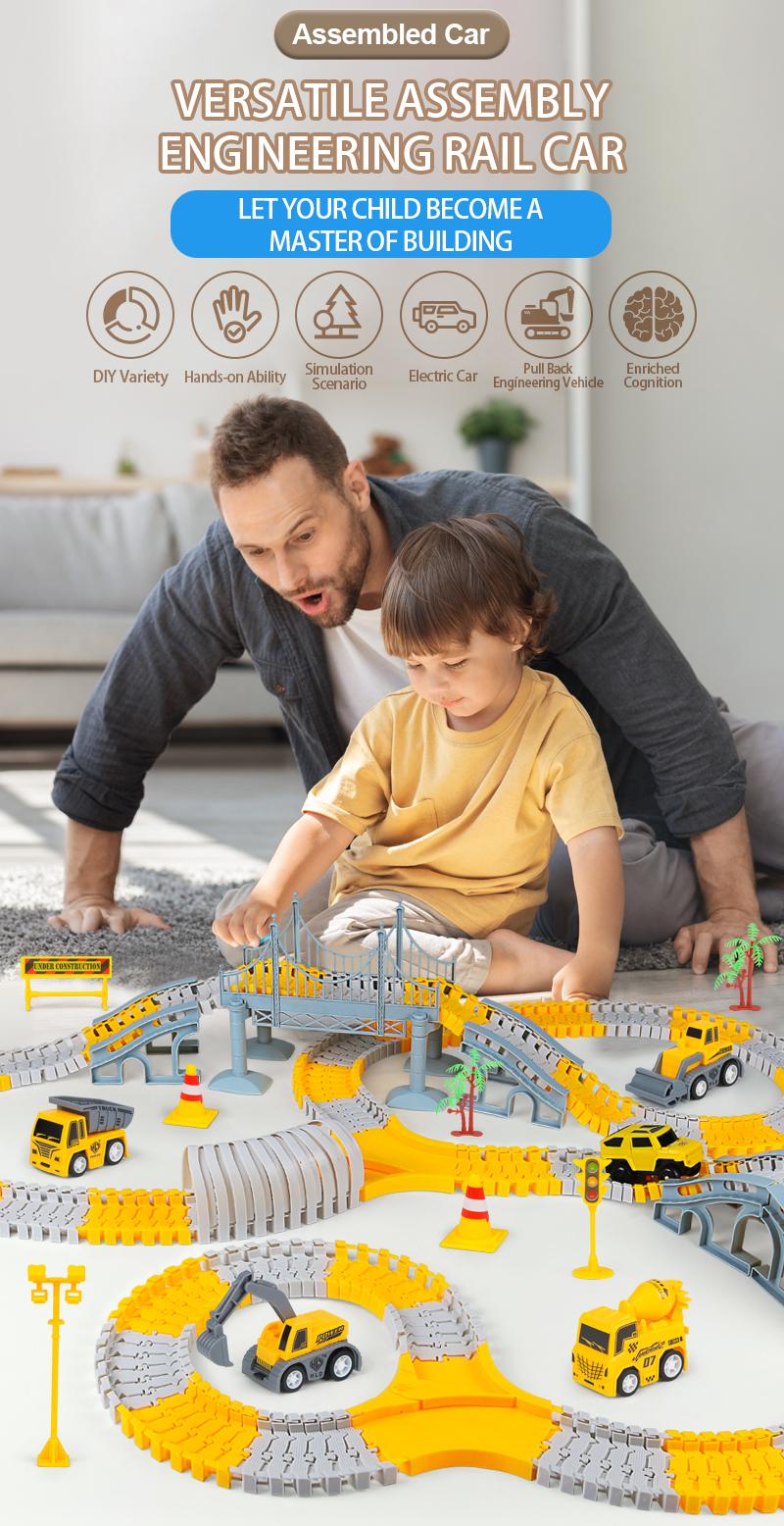 TongLi Children's electric track car toy construction vehicle track DIY ...