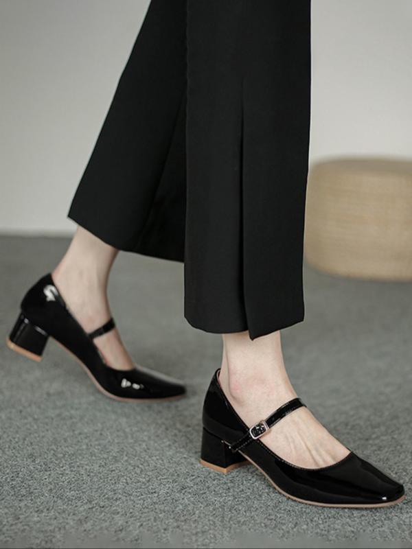Women's Fashionable Solid Color Square Toe Heeled Sandals, Elegant ...