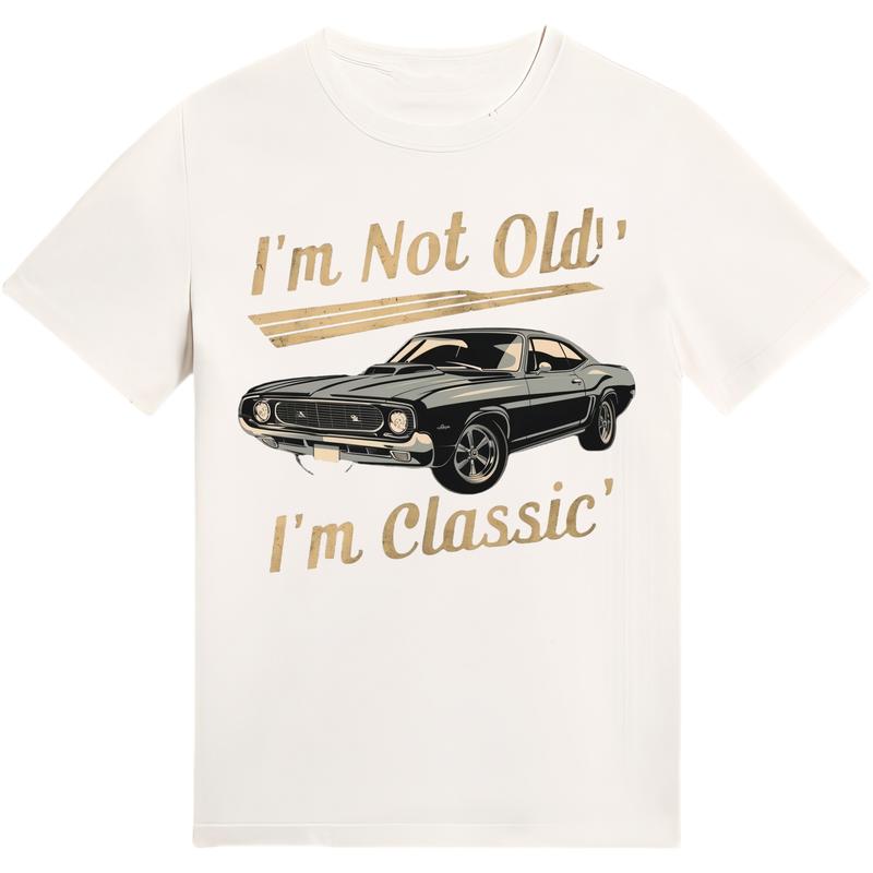 Men's retro car pattern and I am not old, I am a classic print crew ...