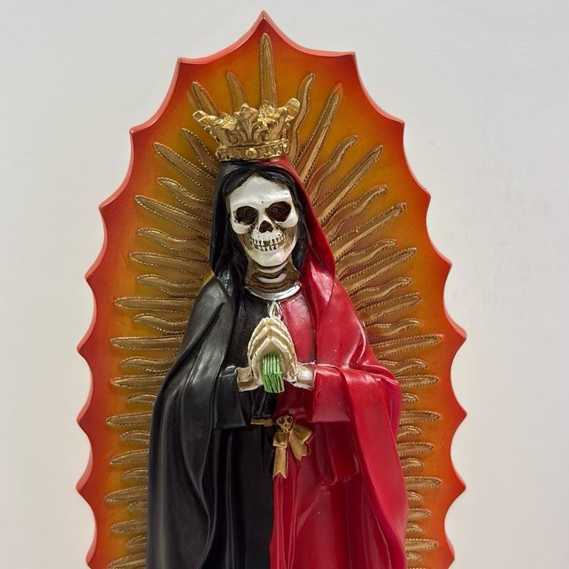 Santa Muerte Reversible 12 Inch Figure With Red And Black Cloaks And