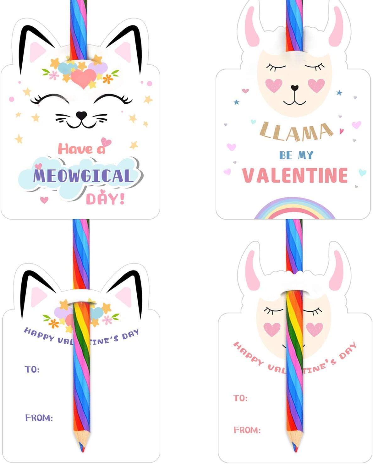 Valentine’s Day Cards for Kids – 24 Pack Unicorn Valentine Cards with ...