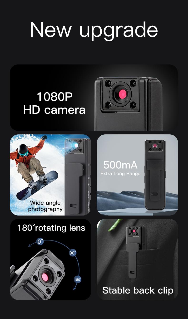 Mini Portable 1080P HD Body Camera with Clip & 180° Rotating Lens ...