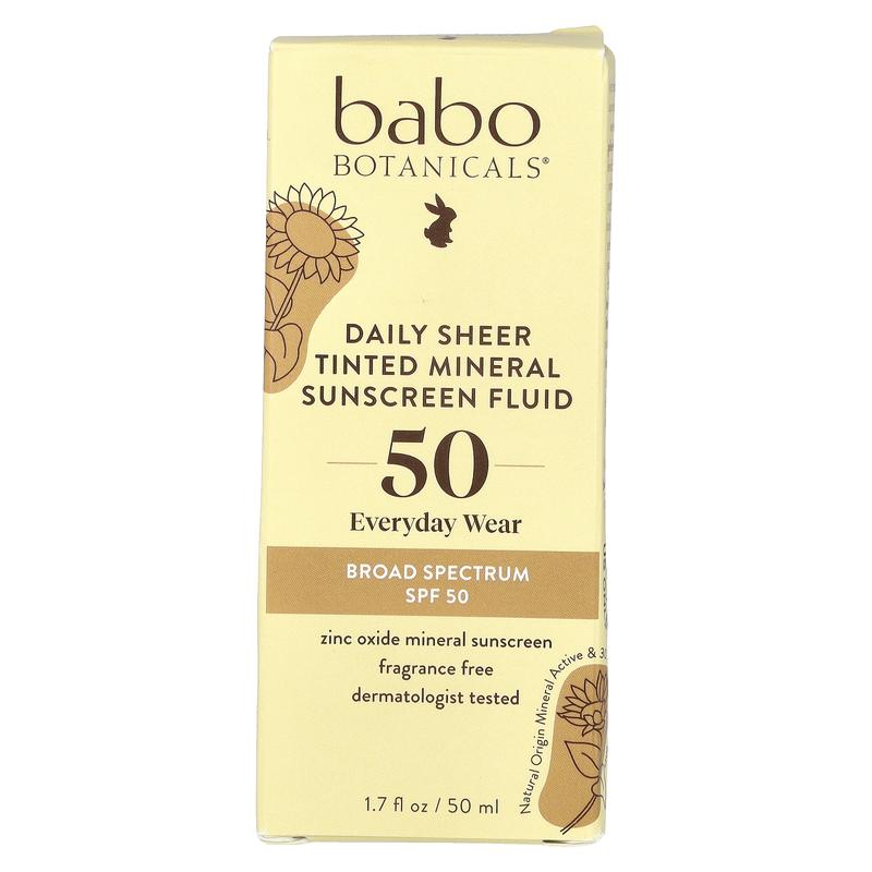 Babo Botanicals Daily Sheer Tinted Mineral Sunscreen Fluid, SPF 50 ...