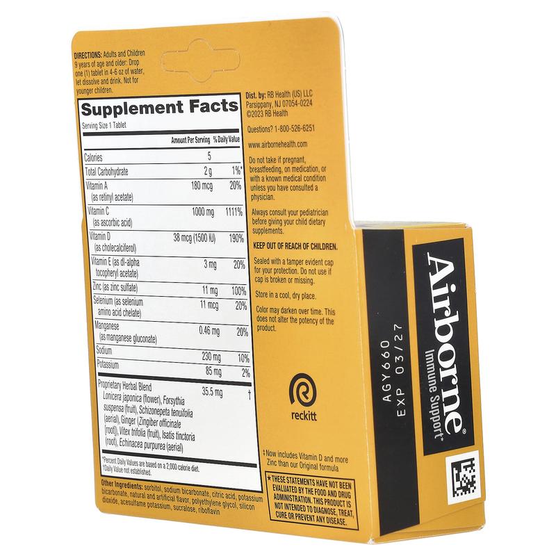 AirBorne Immune Support Supplement, Zesty Orange, 2 Tubes, 10 ...