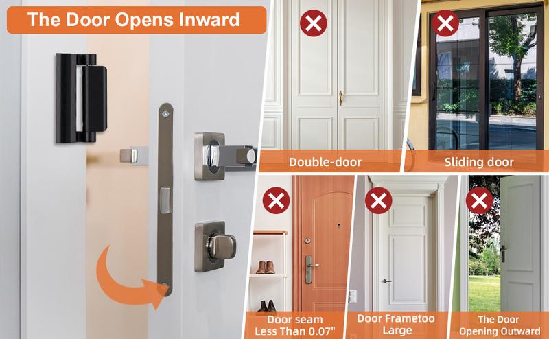 2 Pack Home Security Door Lock Withstand 800 IBs for Inward Swinging ...