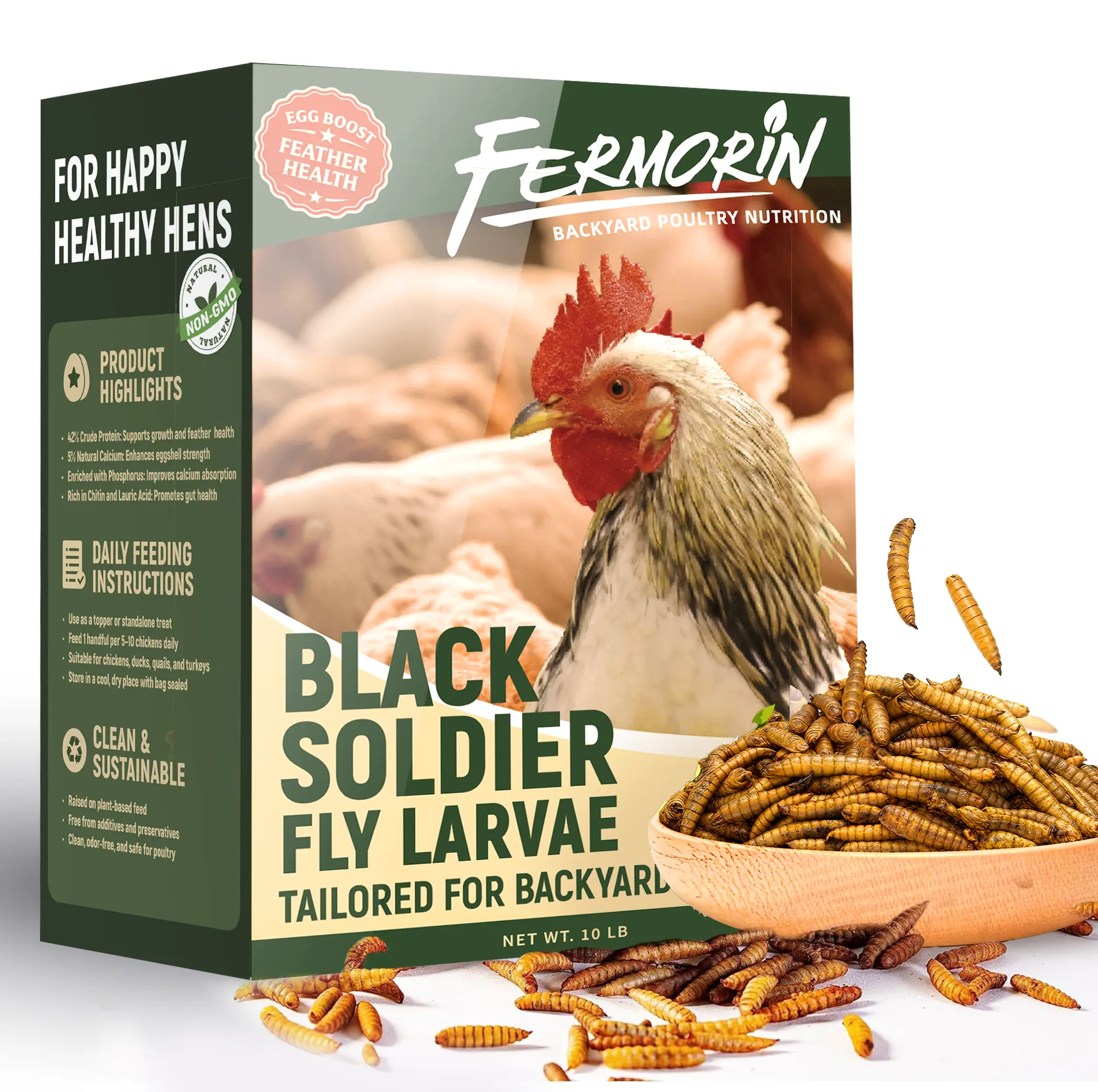 Fermorin 1/ 5/ 10/ 30 lbs Dried Black Soldier Fly Larvae for Chickens ...