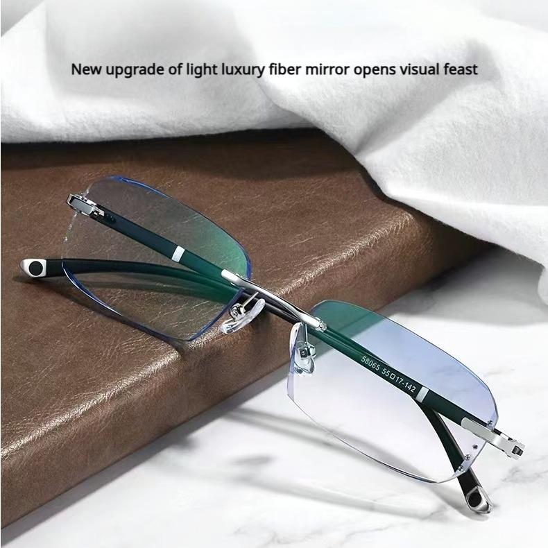 Black & Gold Semi-Rimless Crystal Clear Focus Reading Glasses for Men ...