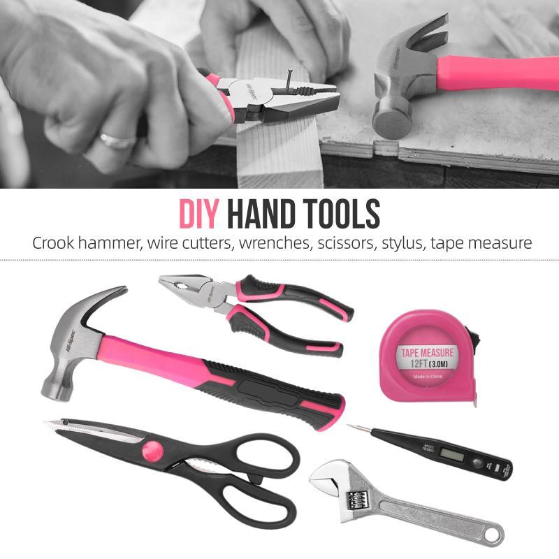 54pc Pink Lady Hand Tool Set Household Home Repair Tool Set Screwdriver ...