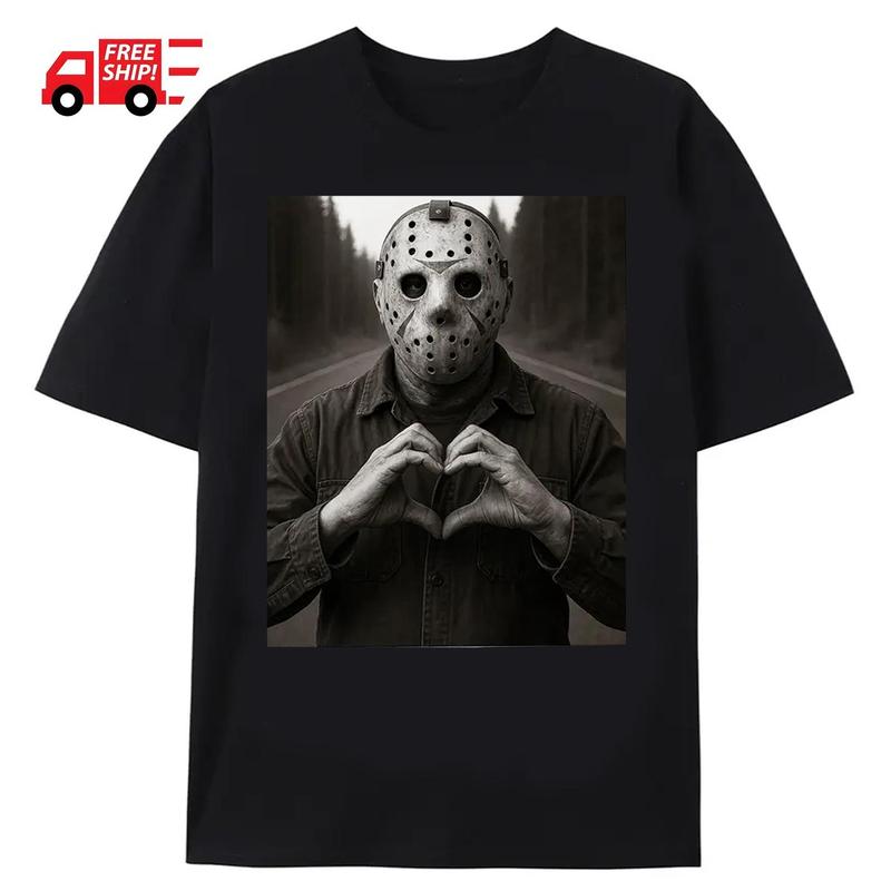 Funny Jason Horror Character Selfie Halloween Meme Tee, Jason Heart ...