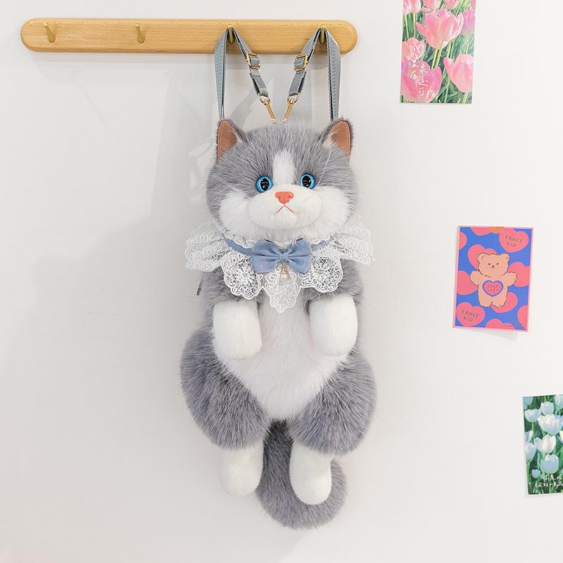 Realistic Ragdoll Cat Plush Backpack, Soft Stuffed Animal Kawaii Bag ...