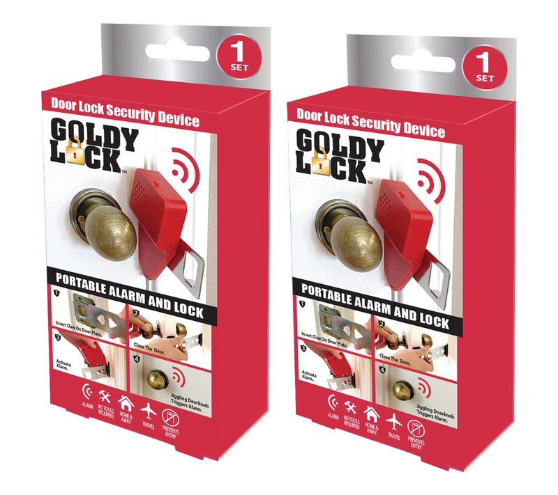 Goldy Lock Set of 2 Portable Door Lock and Alarm