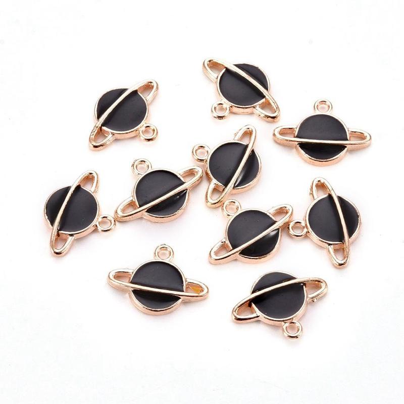 Black Moon Planet Space Enamel Charm (12.5mm x 17.5mm) - TikTok Shop