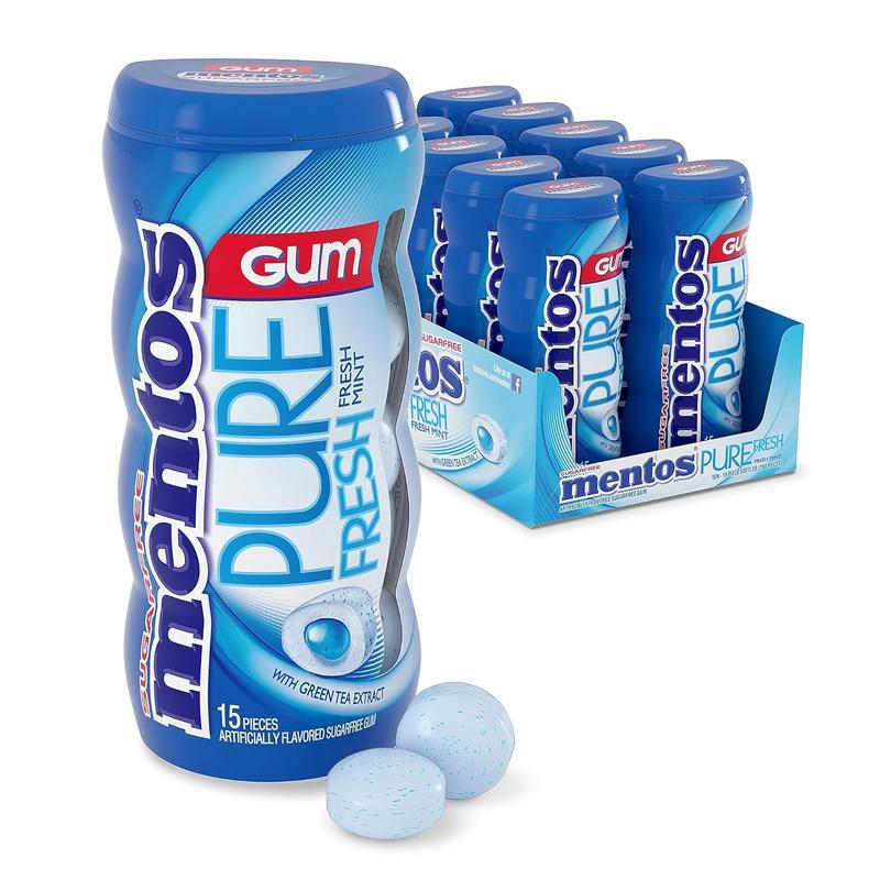Mentos Pure Fresh Sugar-Free Gum with Xylitol, Bulk Pack of 10, Bubble ...