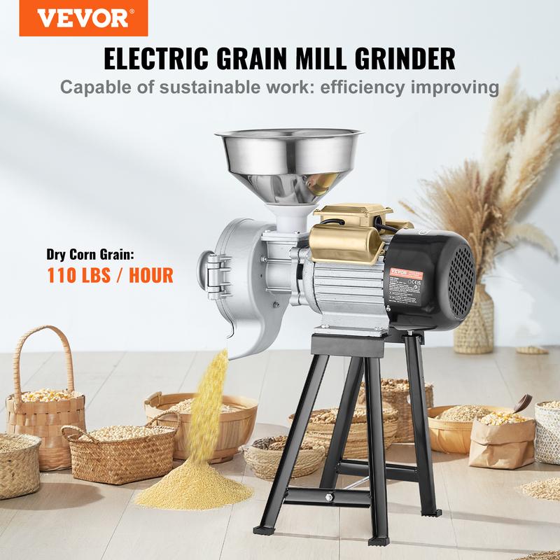 VEVOR Electric Grain Mill Grinder, 3000W Spice Grinders, Commercial ...