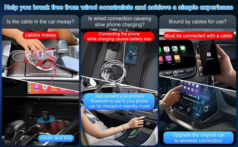 LASATE New CarPlay 2026 Wireless Adapter for iPhone/Android Fast ...