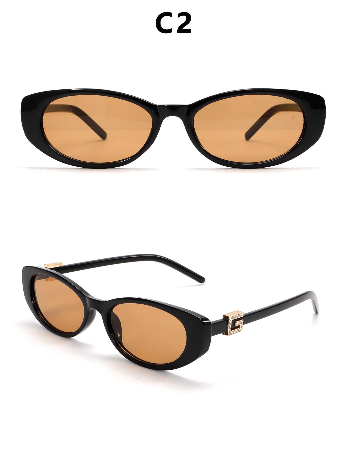 Minimalist Narrow Frame Cat Eye Sunglasses Luxury G Accent UV400 ...