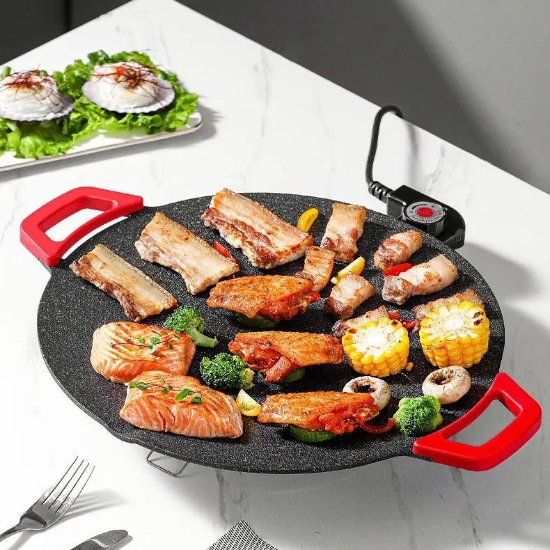 Portable Electric Comal, Indoor Smokeless Korean BBQ Grill, Non-stick ...