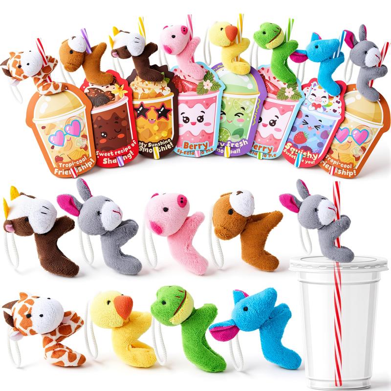 JOYIN 24 Pcs Valentine's Day Plush Toy & Straws with Cards, 24 Mini ...