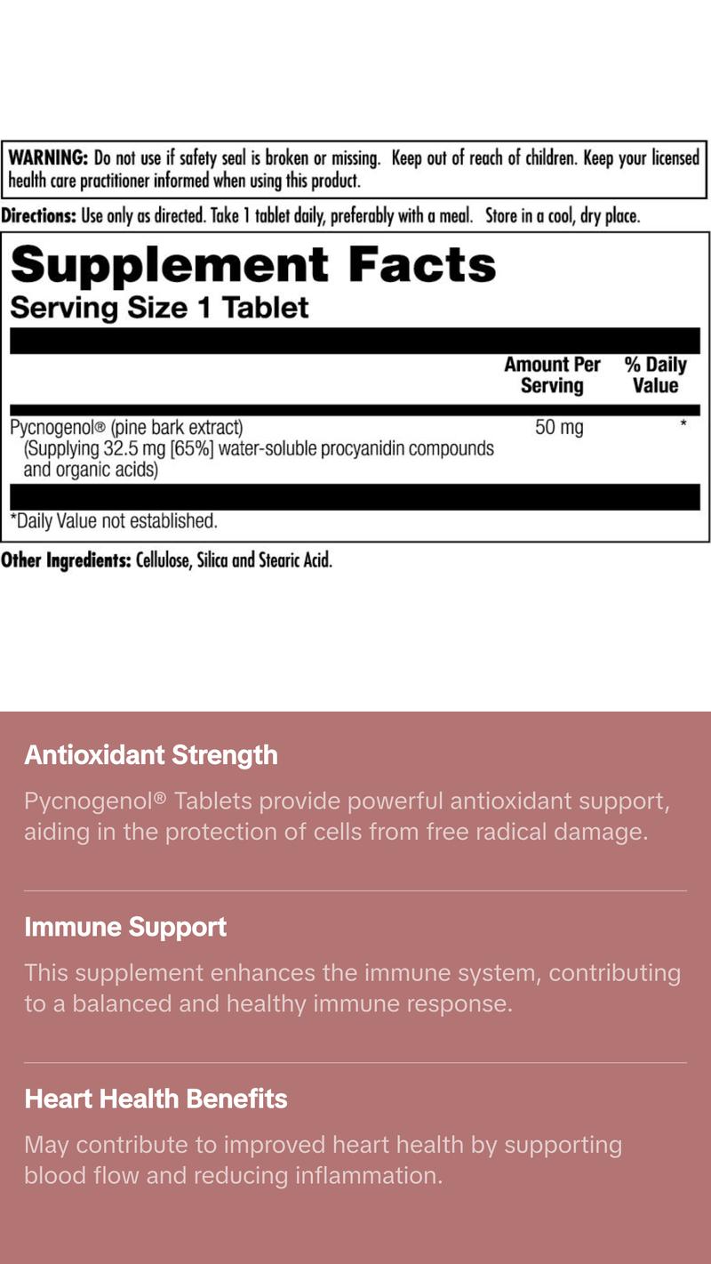 KAL Pycnogenol Tablets 50mg - Powerful Intoxicant - 60 Tablets Dietary ...