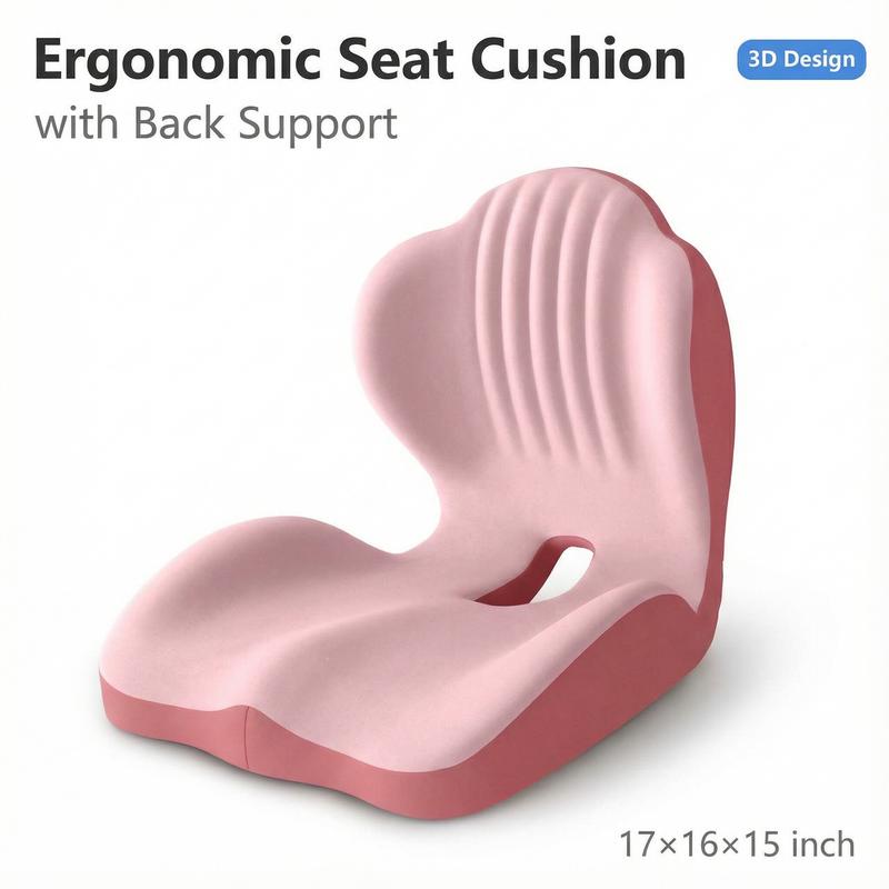 Ergonomic Seat Cushion with Back Support - 3D Memory Foam Posture ...