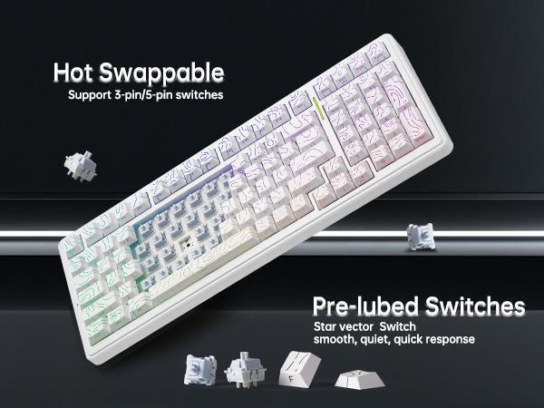 AULA F99 Keyboard Gaming, Wireless Mechanical Keyboards, Hot Swappable ...