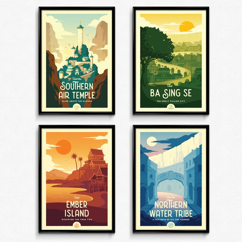 Avatar Retro Travel Poster Bundle - Wall Decor Artwork Gift ATLA ...